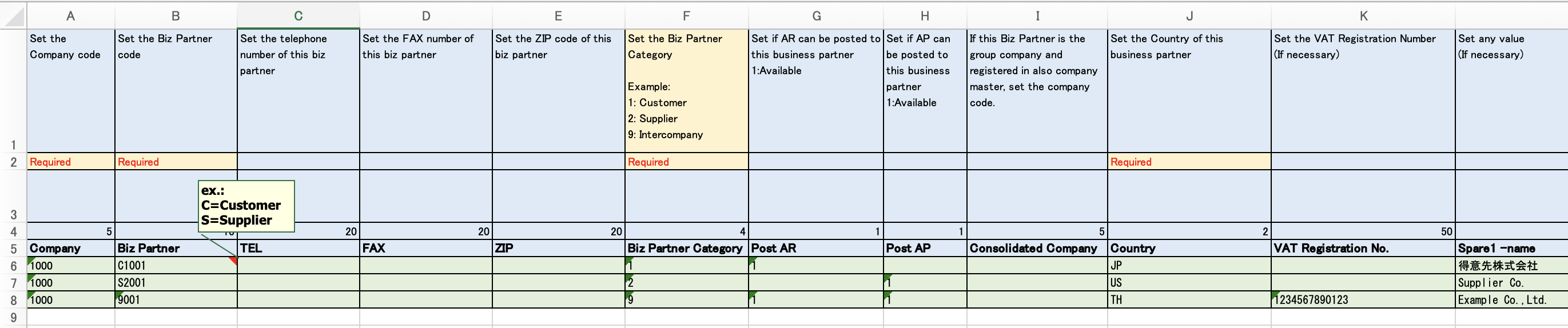 MAAC230 Biz Partner Excel Upload